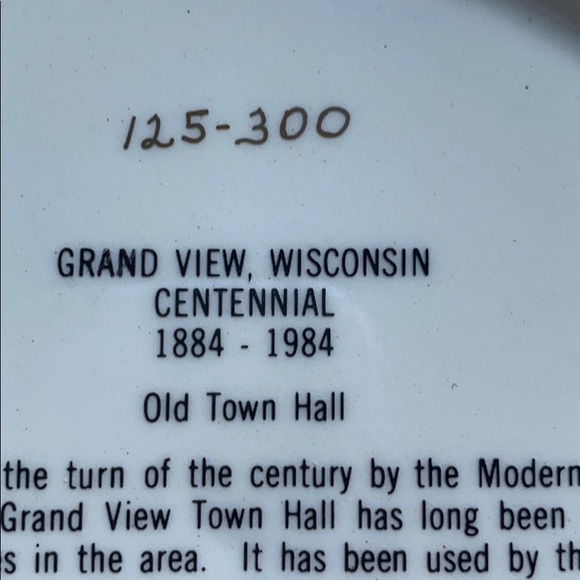 World wide art studios | Other | Grand View Wisconsin Centennial Plate ...